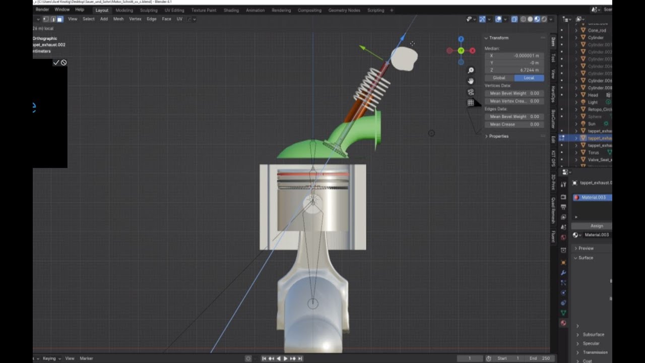 Blender 4.1 Designing Combustion Engine, Valvetrain - YouTube