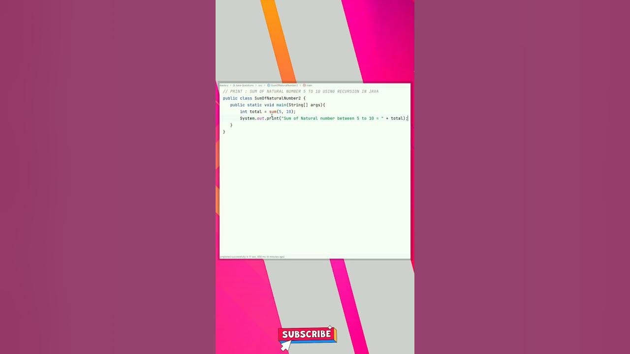SUM OF NATURAL NUMBER - 2 IN JAVA | @Adi_Code_Hub #shorts - YouTube