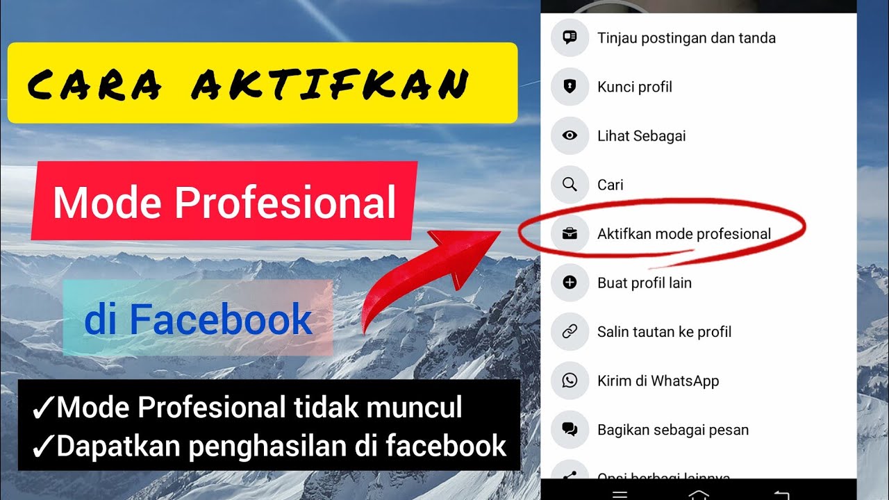 Cara Mengaktifkan Mode Profesional di Facebook | Aktifkan Mode Profesional FB Pro - YouTube