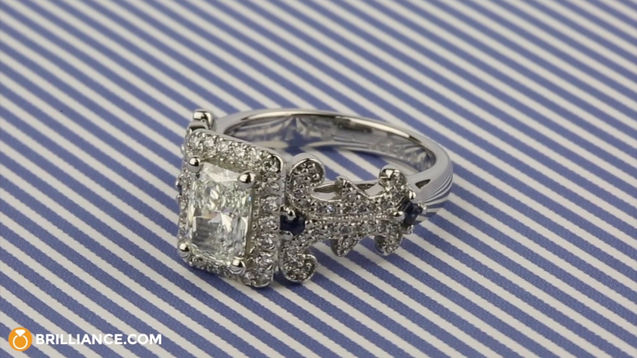 Vintage Scroll Work Engagement Ring with Blue Sapphires - YouTube