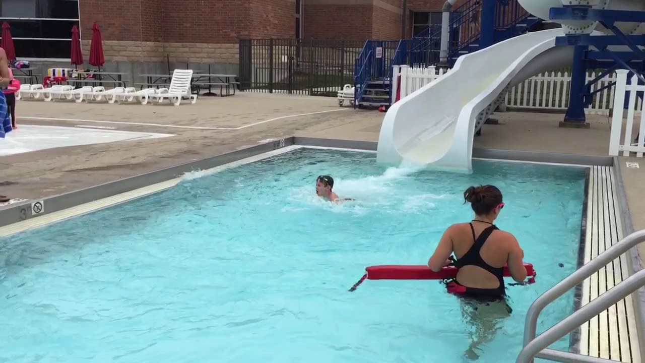 First attempt on the YMCA slide for Luke’s party - YouTube