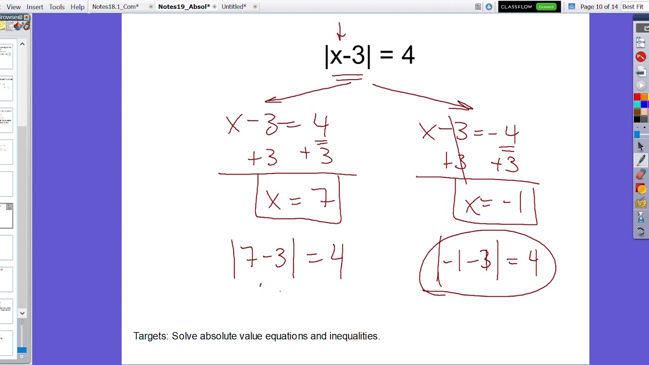 Algebra 1B: Solving Absolute Value Equations (pt. 1) - YouTube