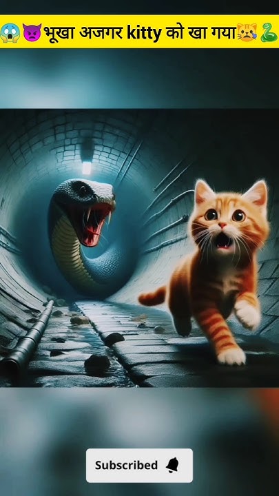 😱Python attacked kitty🐍||wait for end🙀|| #cat #billikikahani #ai #catsworld #snakefight #shorts ...