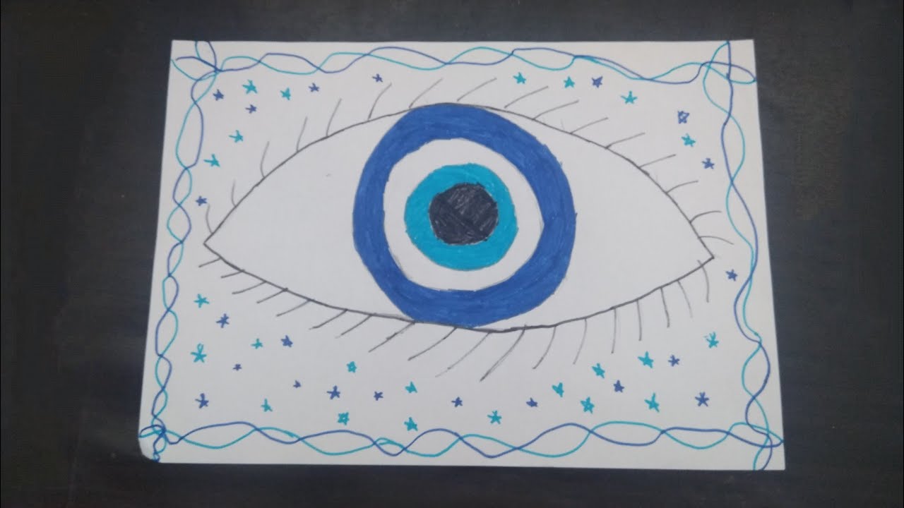 How to draw a evil eye drawing with 2 materials - YouTube