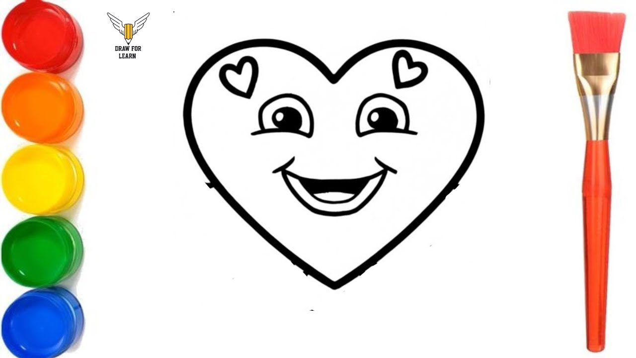 dHow to Draw heart smile drawing, Painting and Coloring for Kids ...