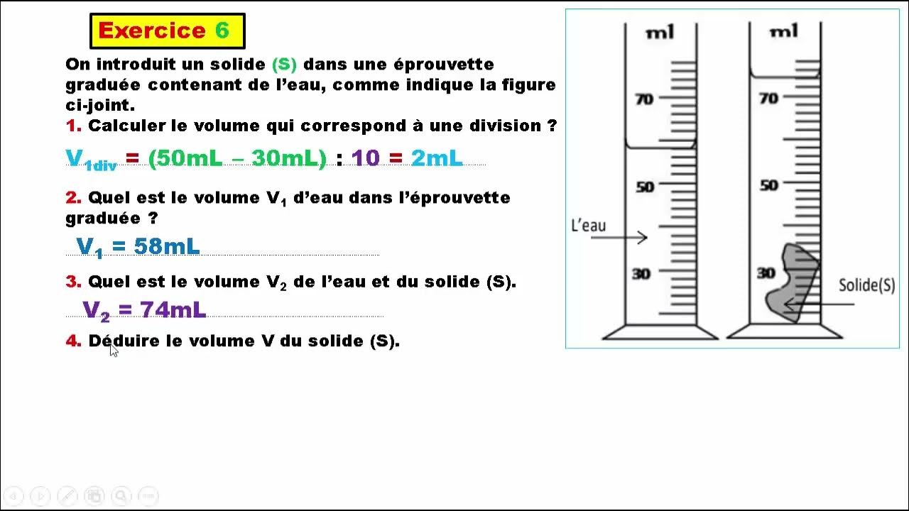 Exercice 6: Le volume et la masse 1APIC - YouTube