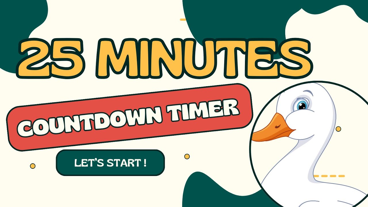DUCK COUNTDOWN ! 25:00 🪿 Duck timer from 25 minutes to zero in minutes ...