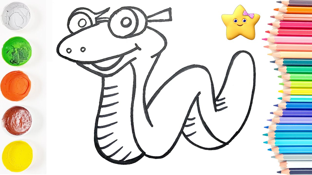 How to Draw Cute Snake From LBB | From LittleBabyBum! | LBB Characters ...