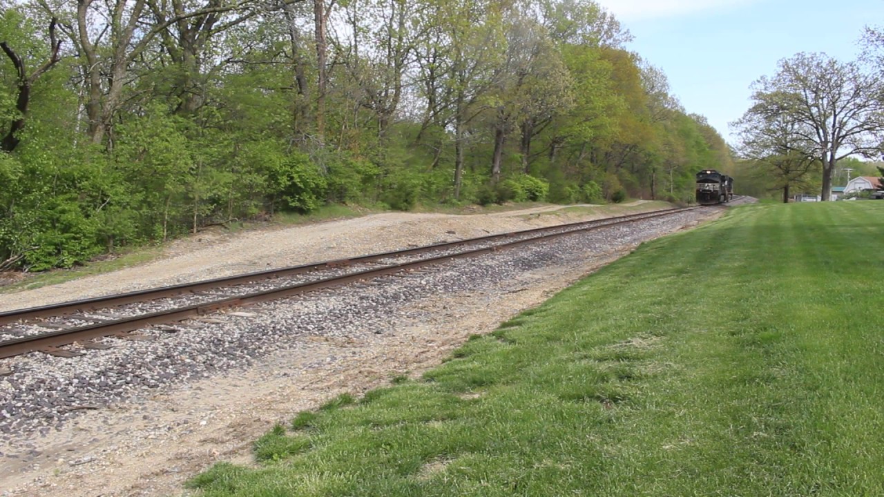 NS 9477 leads an eastbound power move through Mahomet, IL - YouTube