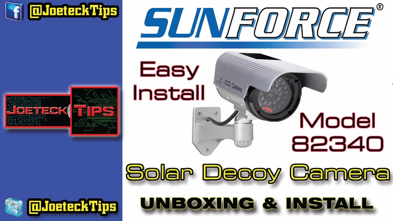 Sunforce Solar Security Decoy Camera - unboxing & install - YouTube