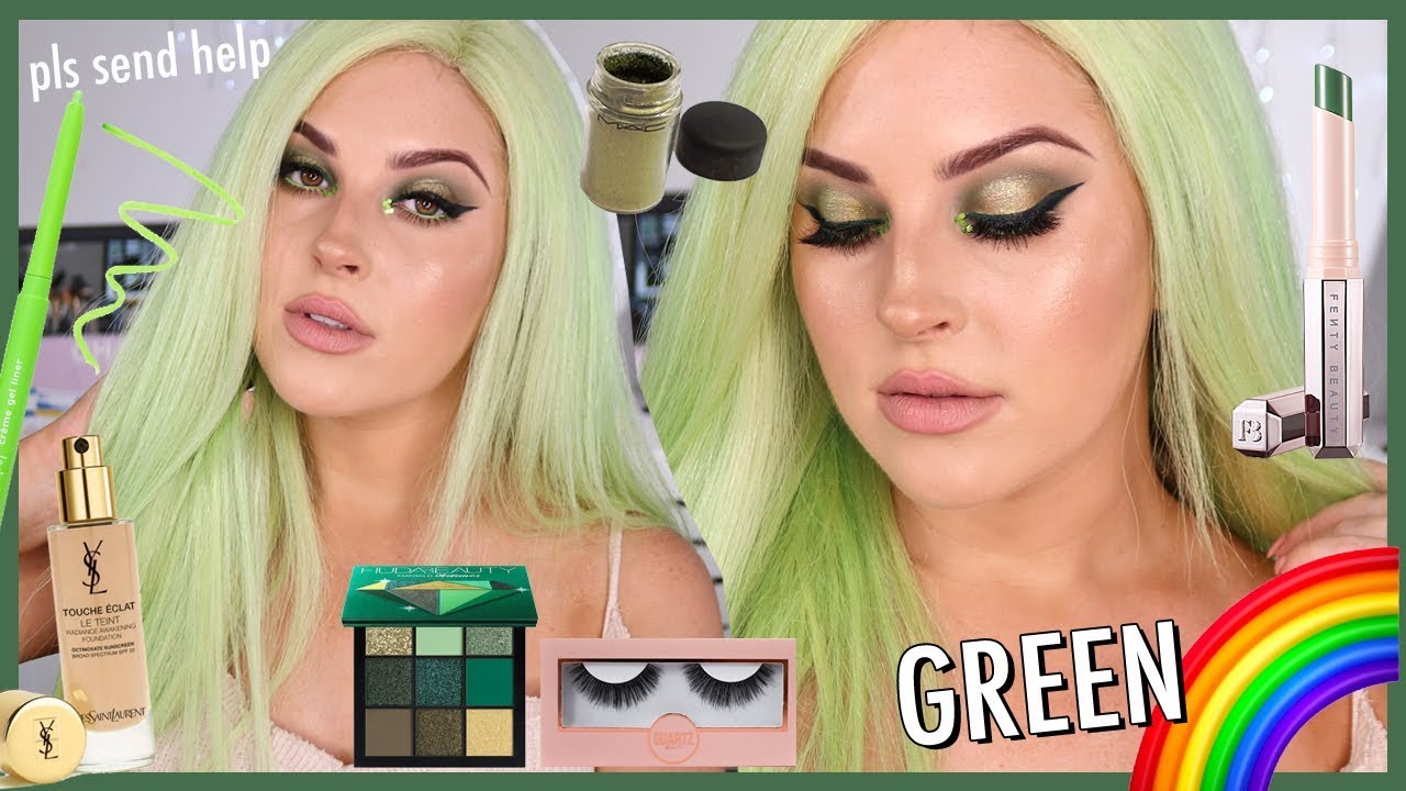 GREEN Makeup Tutorial 🐊🌈 RAINBOW SERIES - YouTube