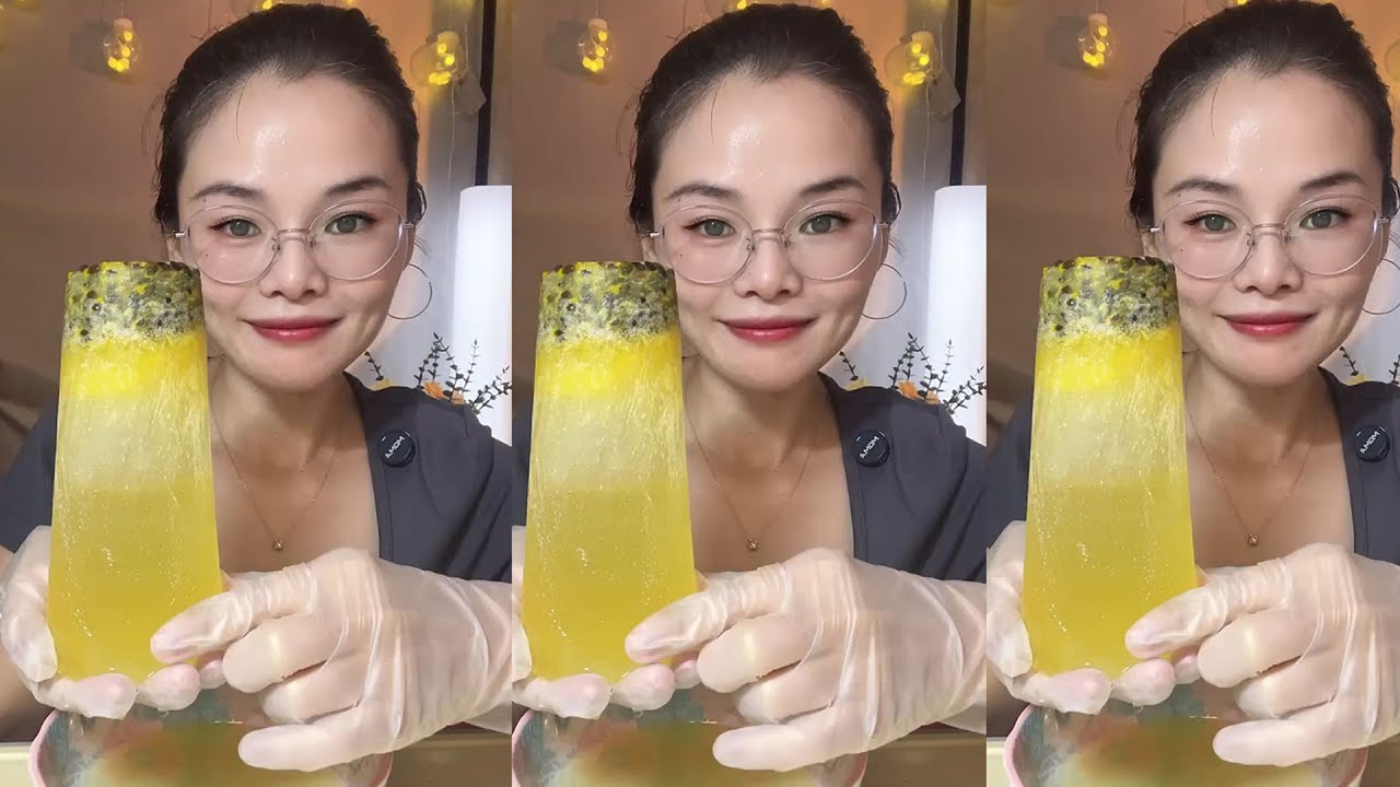Shan / ASMR ICE EATING WITH MATCHA + MILK POWDER + PASSION FRUIT # ...