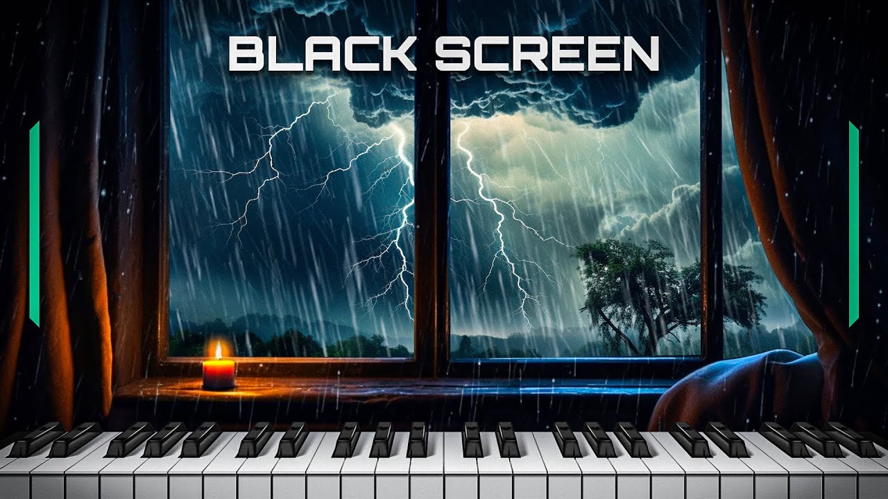 Rain Sound on Window with Thunder Sounds and Wind White Noise, Relaxing ...