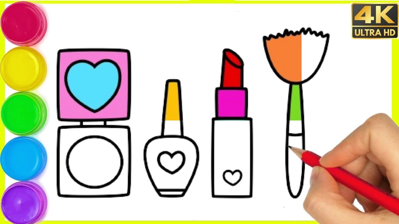 Makeup💄💋Set Drawing, Painting & Coloring for Kids | How to Draw Makeup ...
