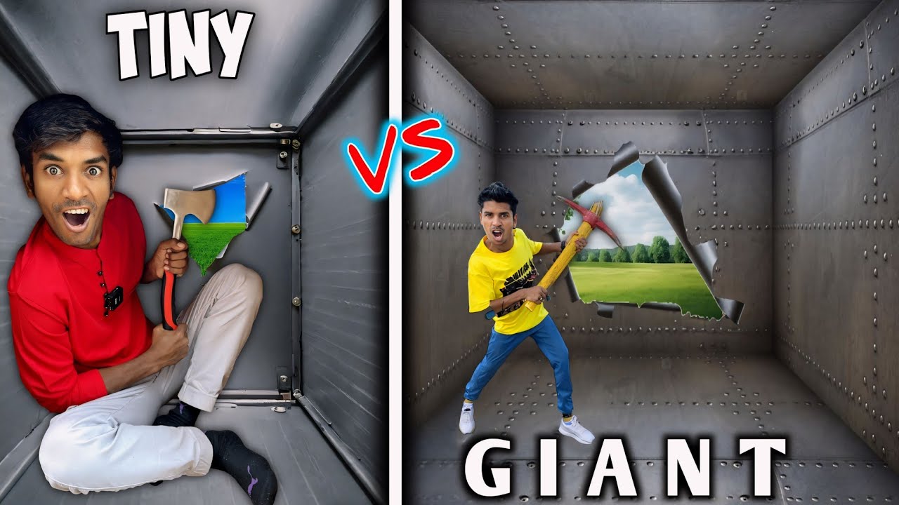 TINY VS GIANT UNBREAKABLE BOX CHALLENGE ! *TRAPPED INSIDE CHALLENGE* - YouTube