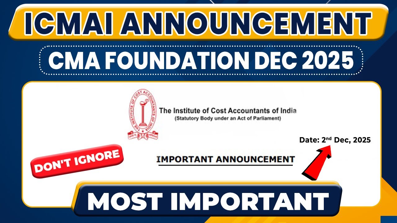 CMA Foundation Dec 25 Admit Card | CMA Exam Dec 25 Admit Card | How to ...