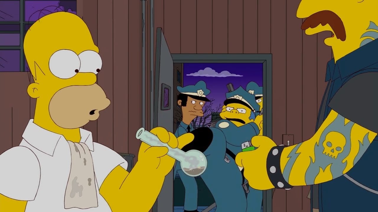 [Simpson Episode] Homer was caught by the police while he was on drugs ...