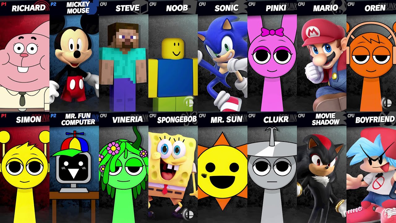 Sonic vs Mario vs Friday Night Funkin vs Mickey | Spongebob vs Shadow ...