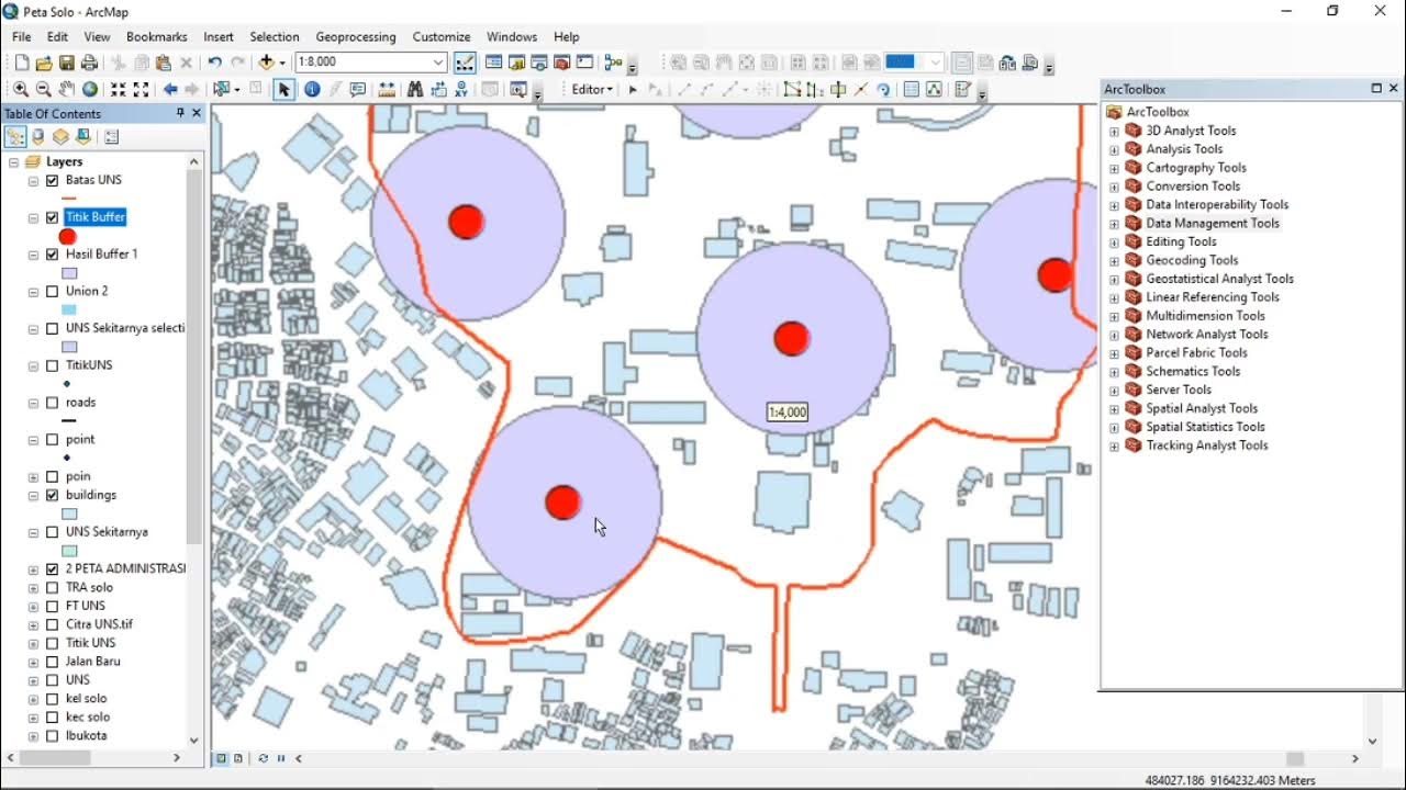Teknik Analisis Menggunakan Buffer ArcGIS - YouTube
