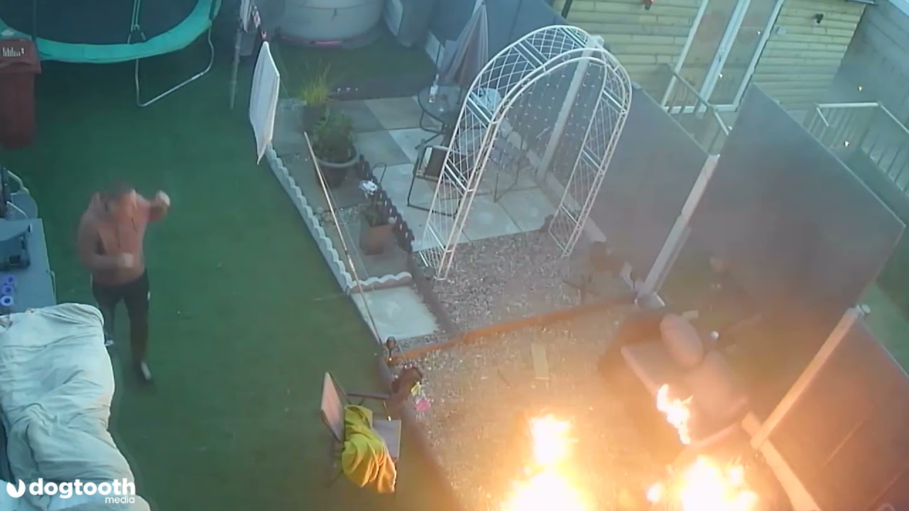 Flaming Petrol Can Sets Fire to Sofa, Sends Guests Running || Dogtooth ...