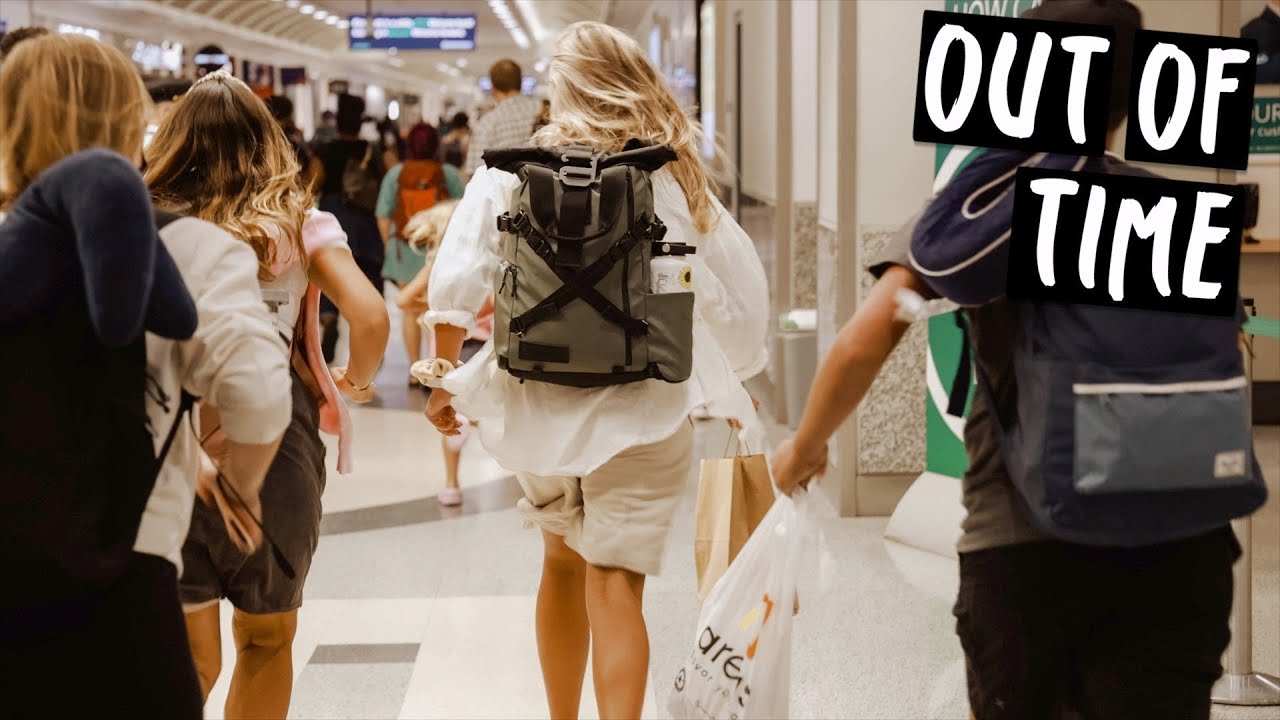 RUNNING THROUGH CROWDED AIRPORT TO CONNECTING FLIGHT TRAVELING HOME ...