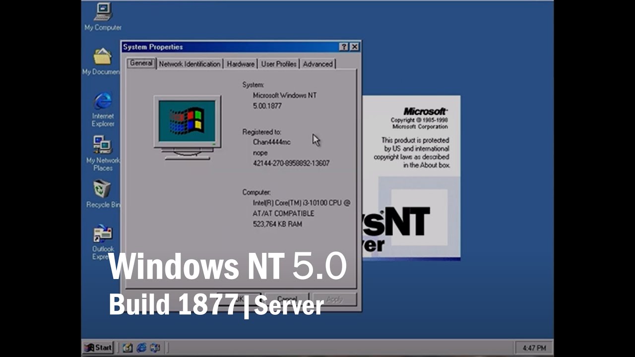 Windows NT 5.0 Server Build 1877 - YouTube
