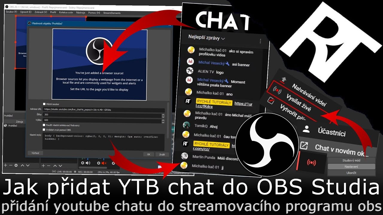 Jak přidat chat do OBS Studia - Youtube chat v OBS Studio - Tutoriál ...