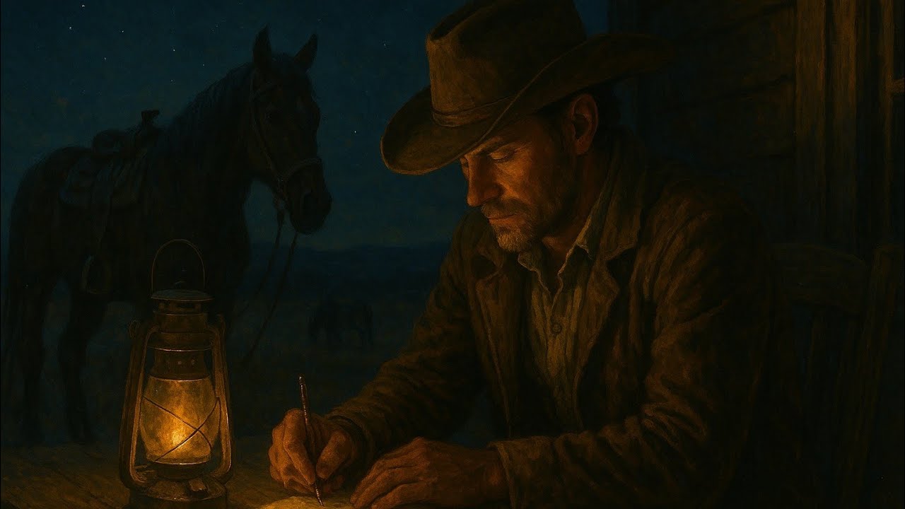 A cowboy writing a letter he’ll never send (romantic country ...