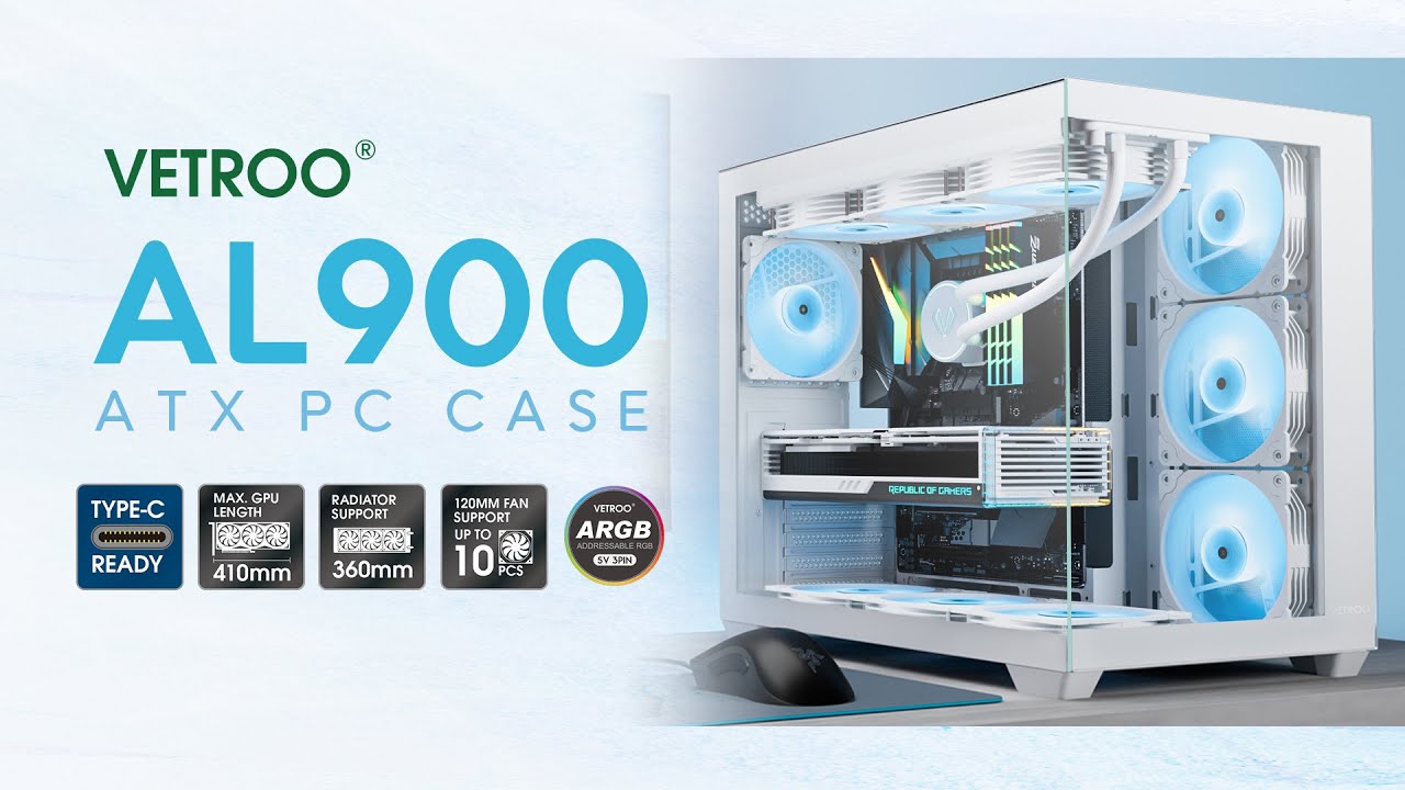 Vetroo AL900 ATX PC Case - ️White ️ - YouTube