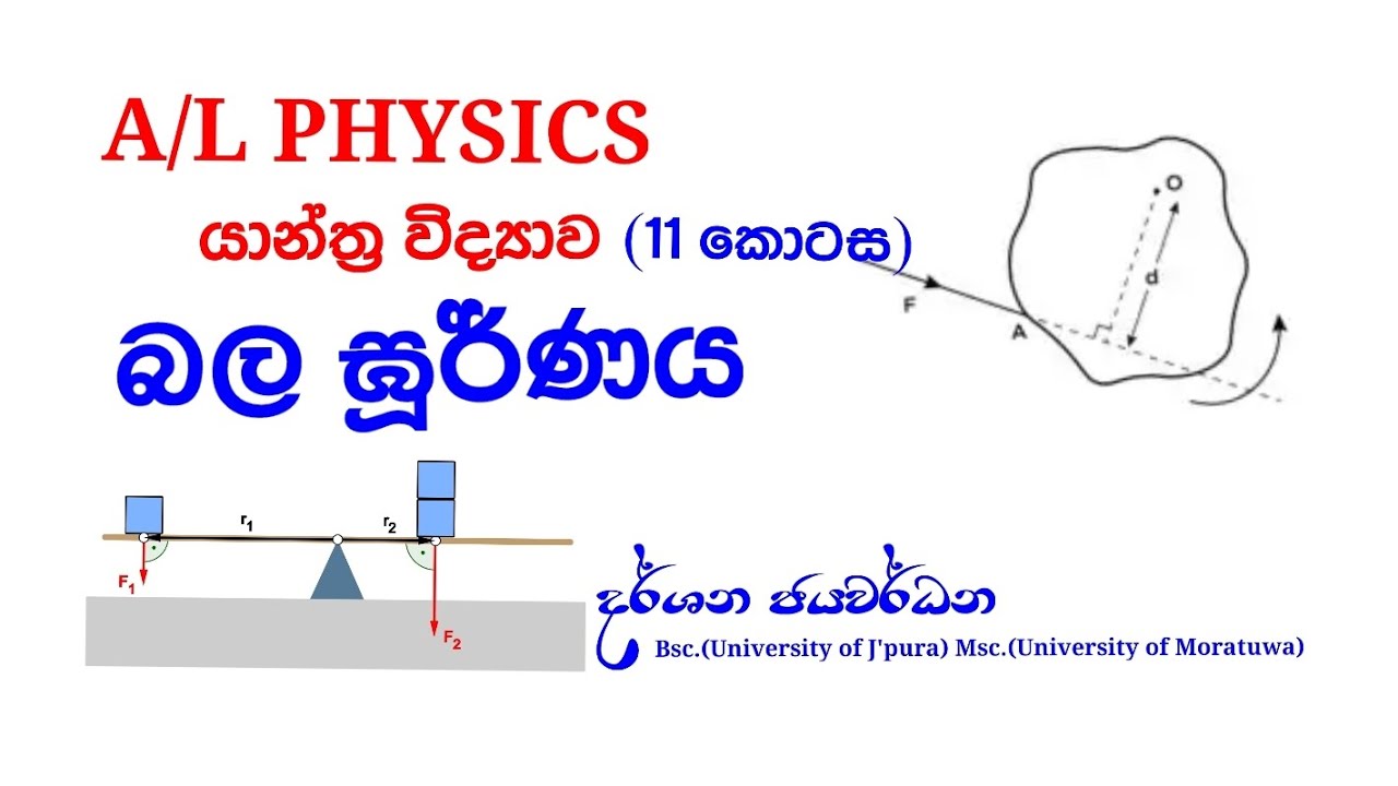 බල ඝූර්ණය( භෞතික විද්‍යාව) torque /moment of a force/bala gurnaya physics (@Advance_Level ...
