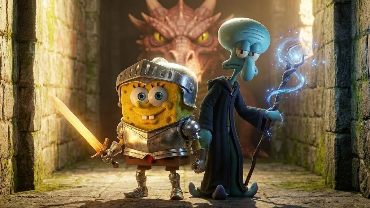 SpongeBob fought a DRAGON in Medieval Times! 🐉⚔️ | Epic 4K SpongeBob 3D ...