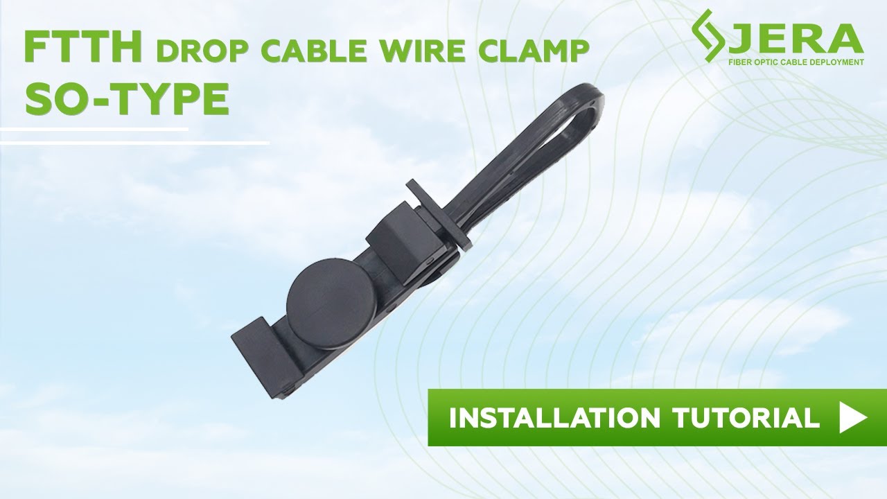 Fiber optic cable installation of GJYXCH drop cable by SO-type clamp, S ...