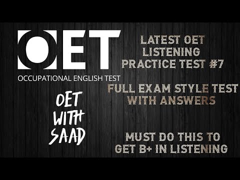OET LISTENING PRACTICE TEST #7/ LATEST LISTENING TESTS WITH ANSWERS ...