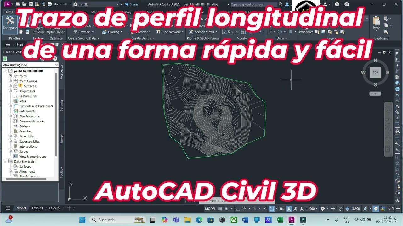 CREAR UN PERFIL LONGITUDINAL EN AutoCAD Civil 3D - YouTube