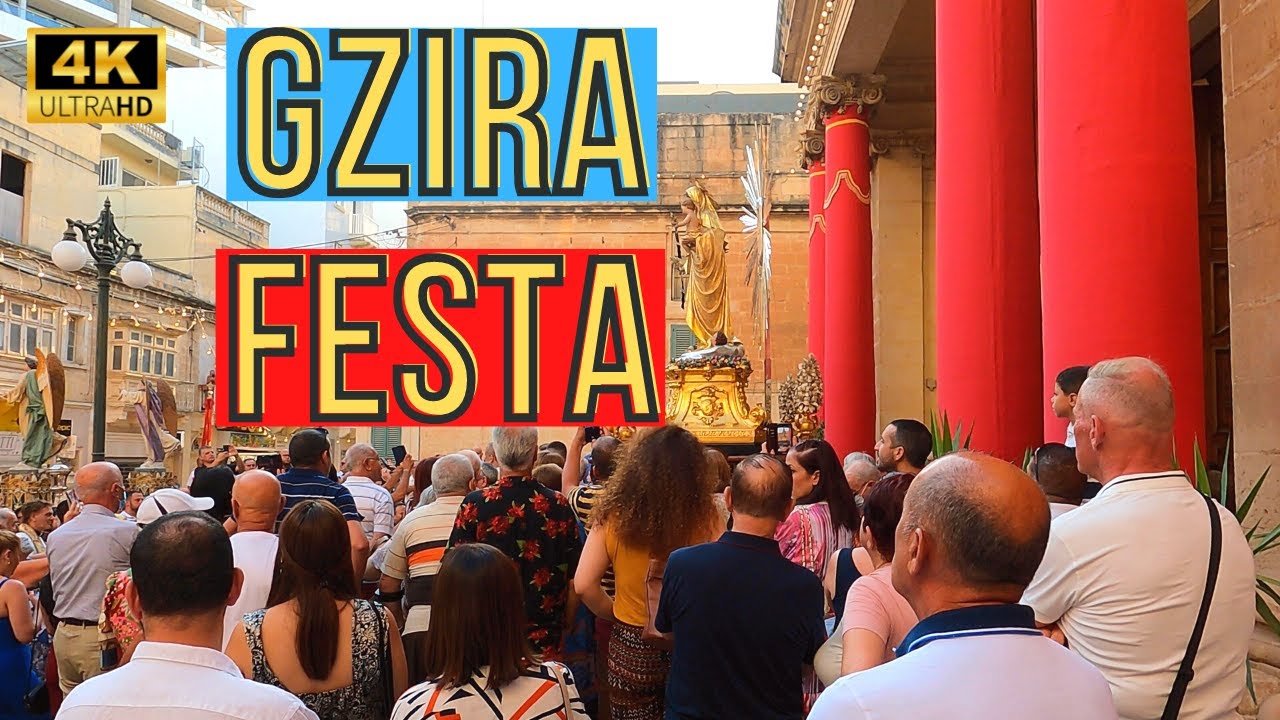 Walking in the streets of Gzira during Festa 2022 - YouTube
