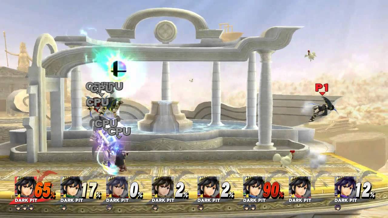 SSB4 - Skyworld - 8 Player Smash - Stock - Omega Mode - Dark Pit - YouTube
