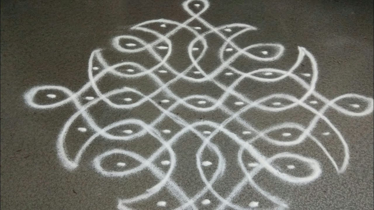 Latest chukkala Muggu rangoli design with dots 9 to 1 - YouTube