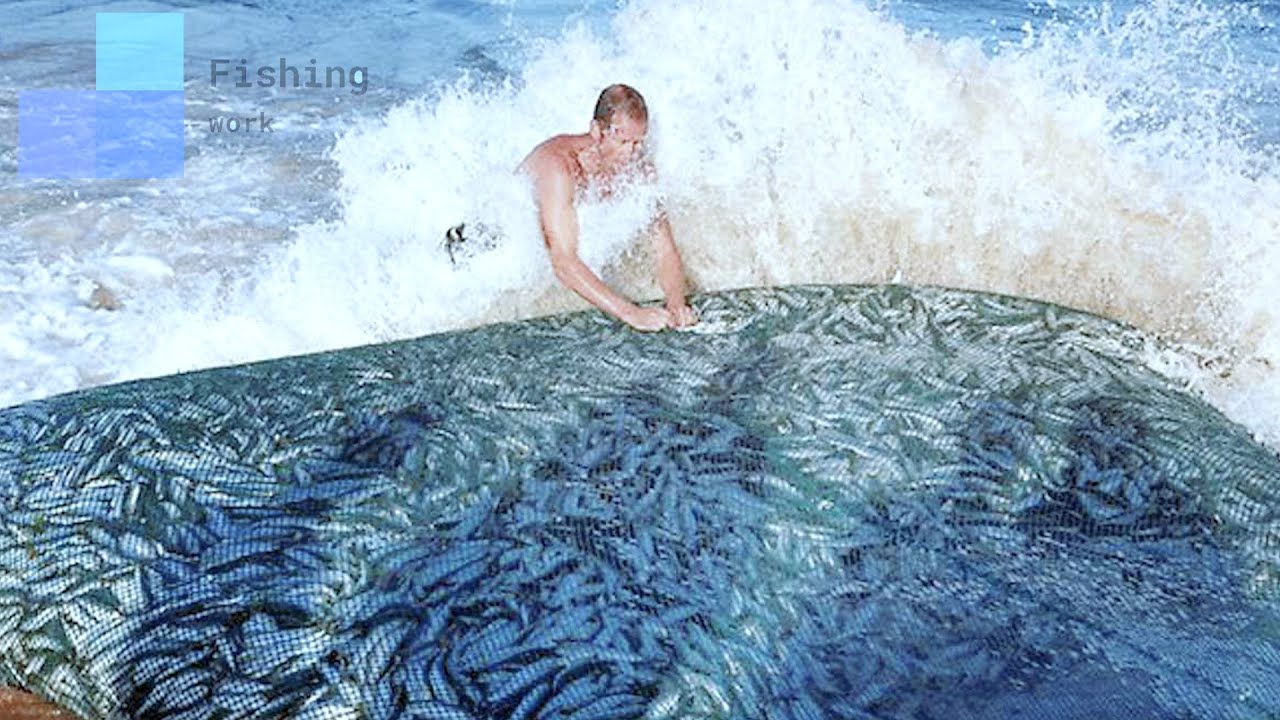 Amazing Big Catching on the Sea || Traditional Fishing Net Catch ...