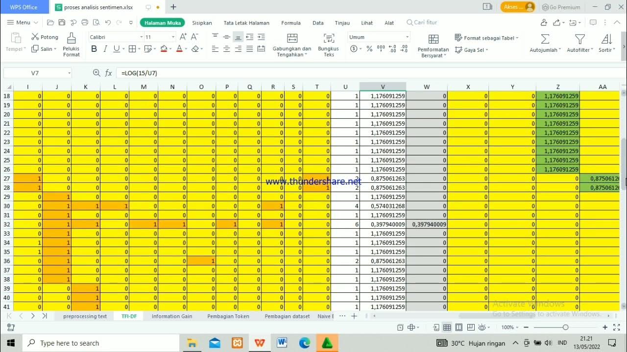 Tutorial perhitungan pembobotan TF-IDF secara manual. - YouTube