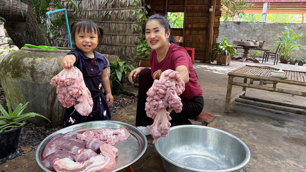 Cute chef Siv hour enjoy to help mother during cooking - Mother and children cooking - YouTube