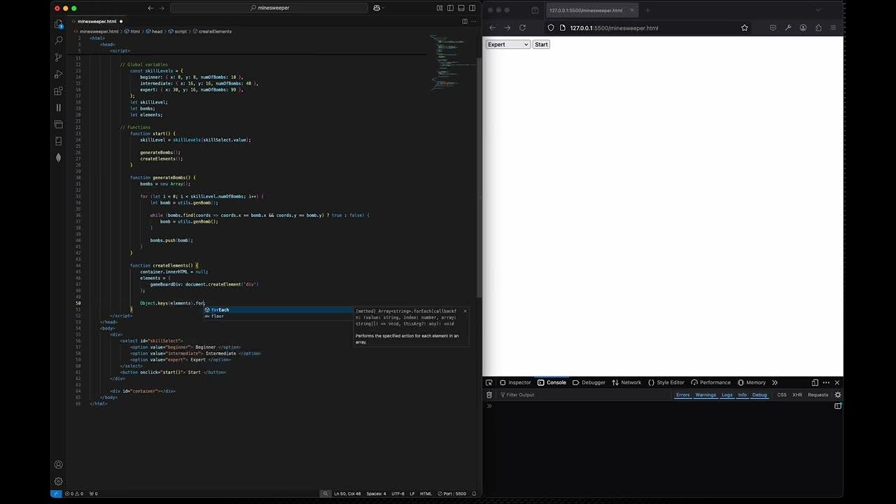 Noob coding - Javascript simple game Minesweeper - YouTube