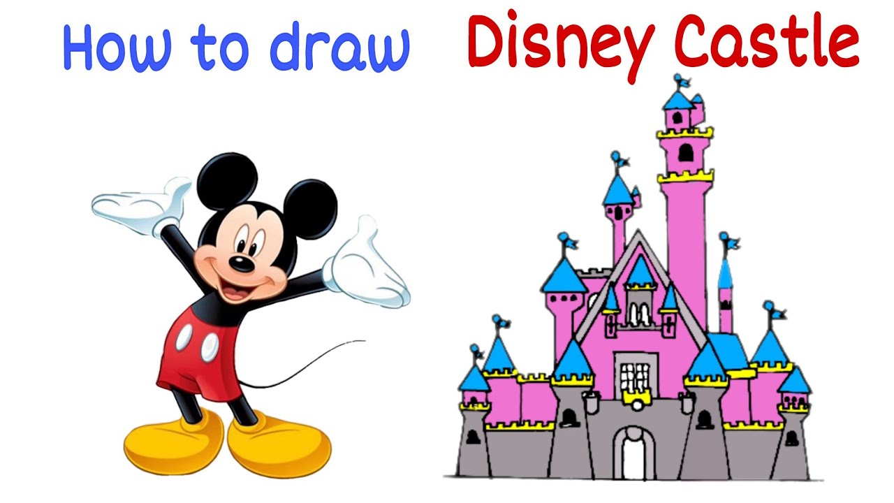 How to draw the Disney castle - sleeping beauty's castle - Easy step by ...