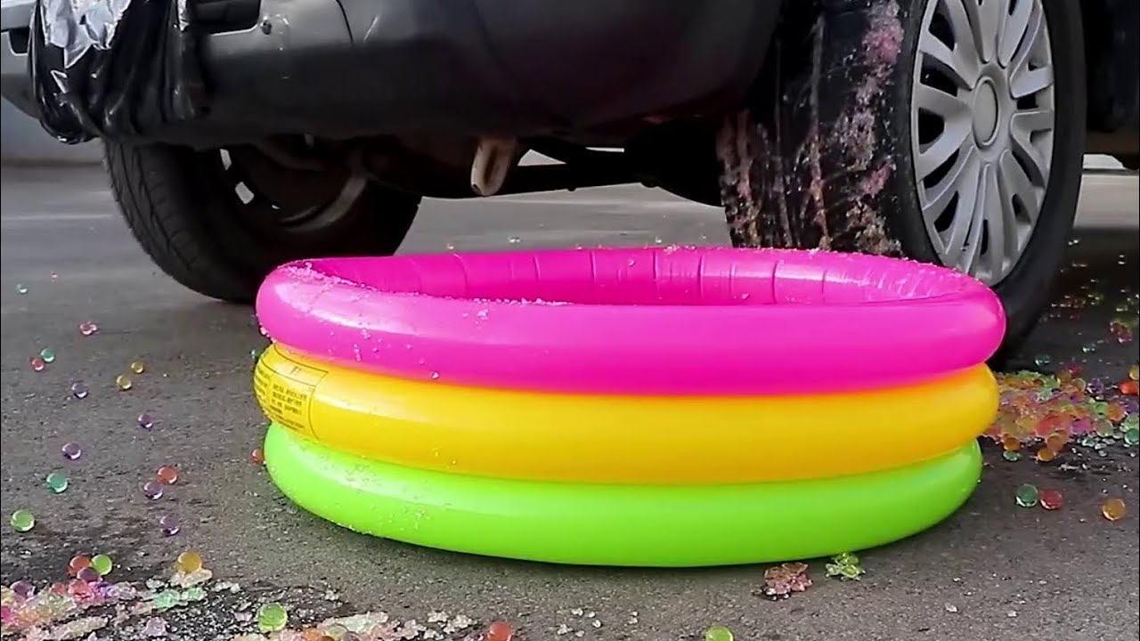 Car experiment: Experiment car vs balls, smile balloons, softball and ...