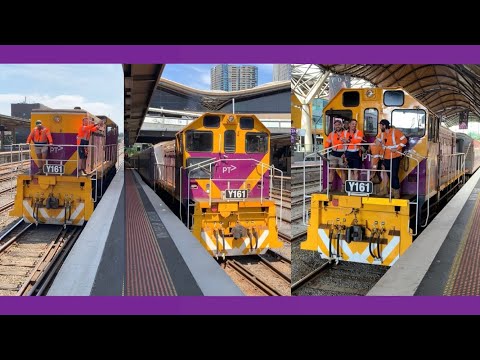 V/Line Y161 Shunts the N Set Cars from Platform 2A to Platform 3A at Southern Cross Station