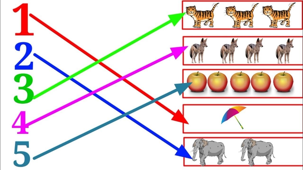 Match 123 numbers with pictures | class lkg ukg math worksheet for kids ...