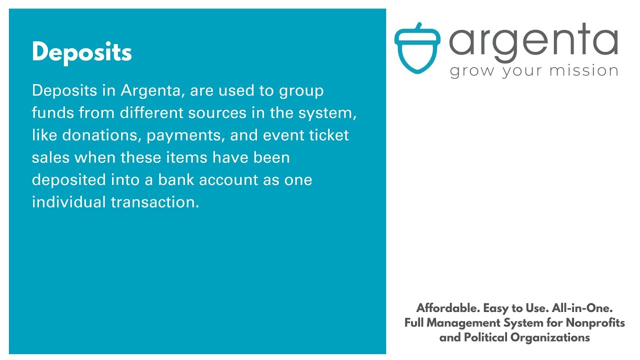 Entering Deposits in Argenta - YouTube