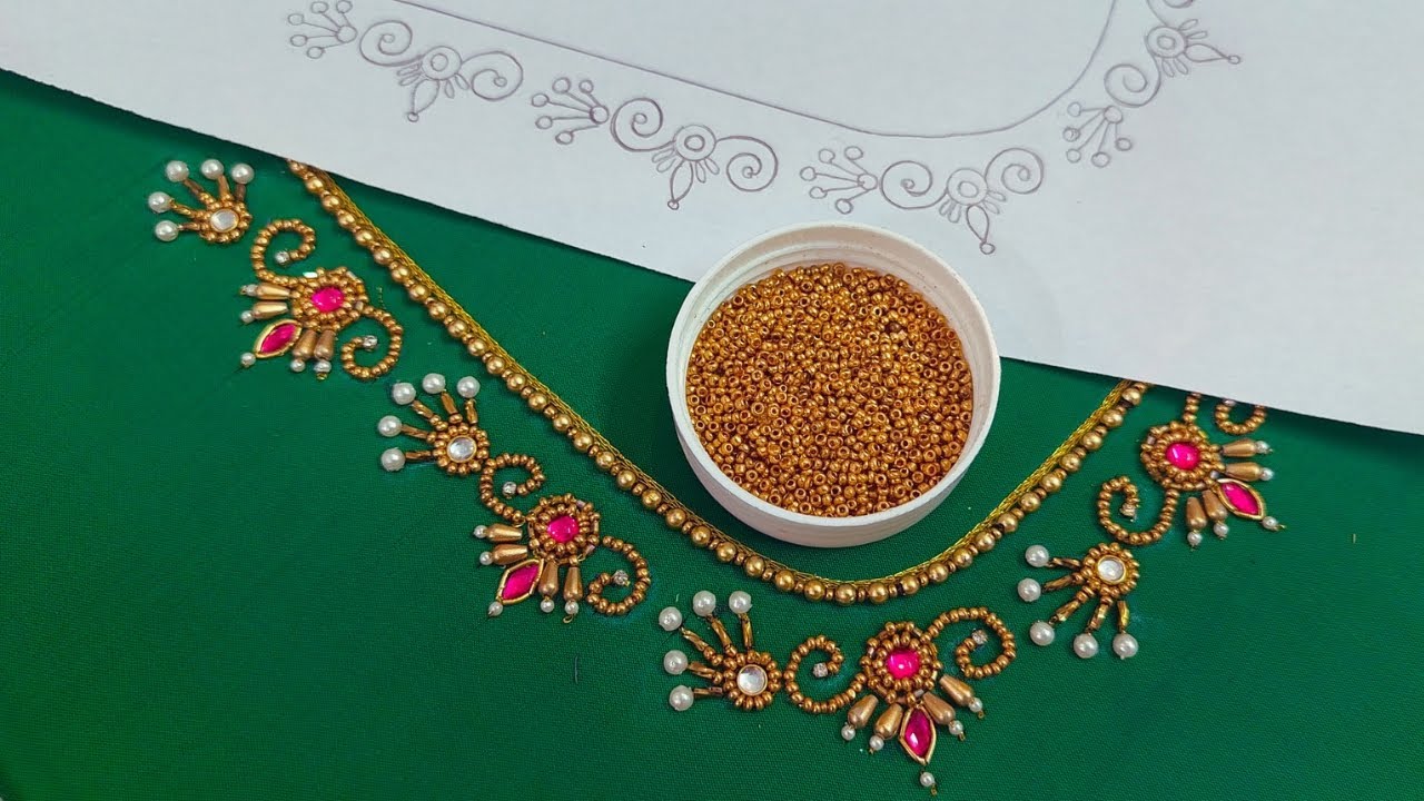 aari work | simple aari neck design | simple aari work blouse neck ...