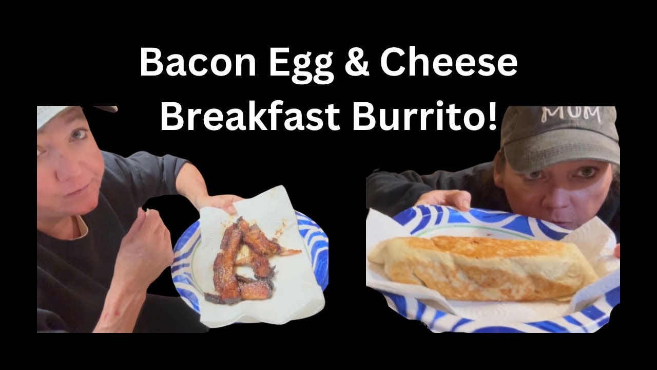 Giant breakfast burrito that fed both of us! - YouTube