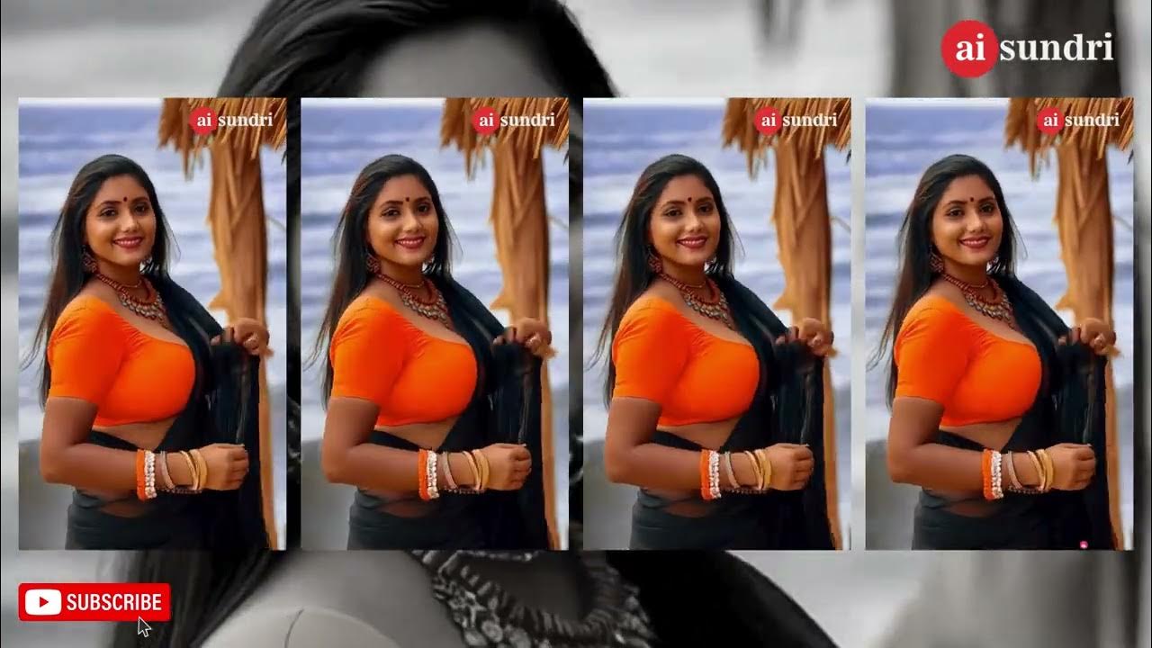 Stunning Black Saree Look with Orange Blouse | AI Sundri | Swetha Vinay - YouTube