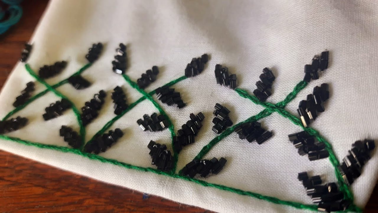 Cut beads sleeve design // beautiful hand work for beginners - YouTube